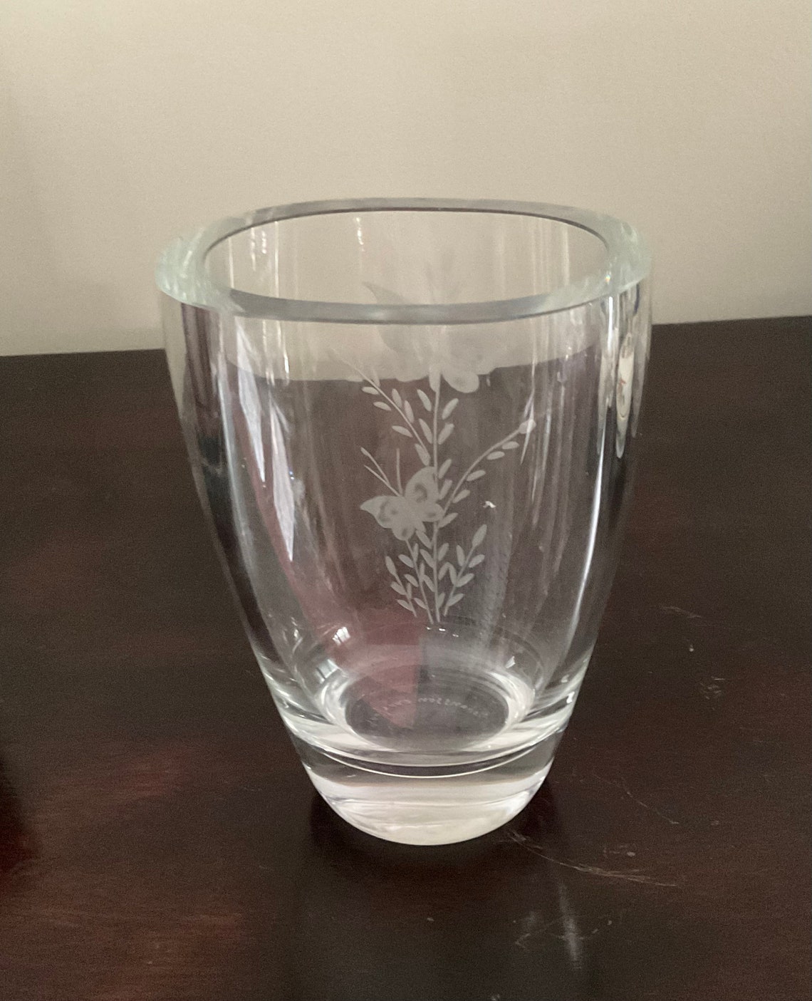 Vintage Orrefors Etched Butterflies, Flowers, Crystal Vase, Signed ...