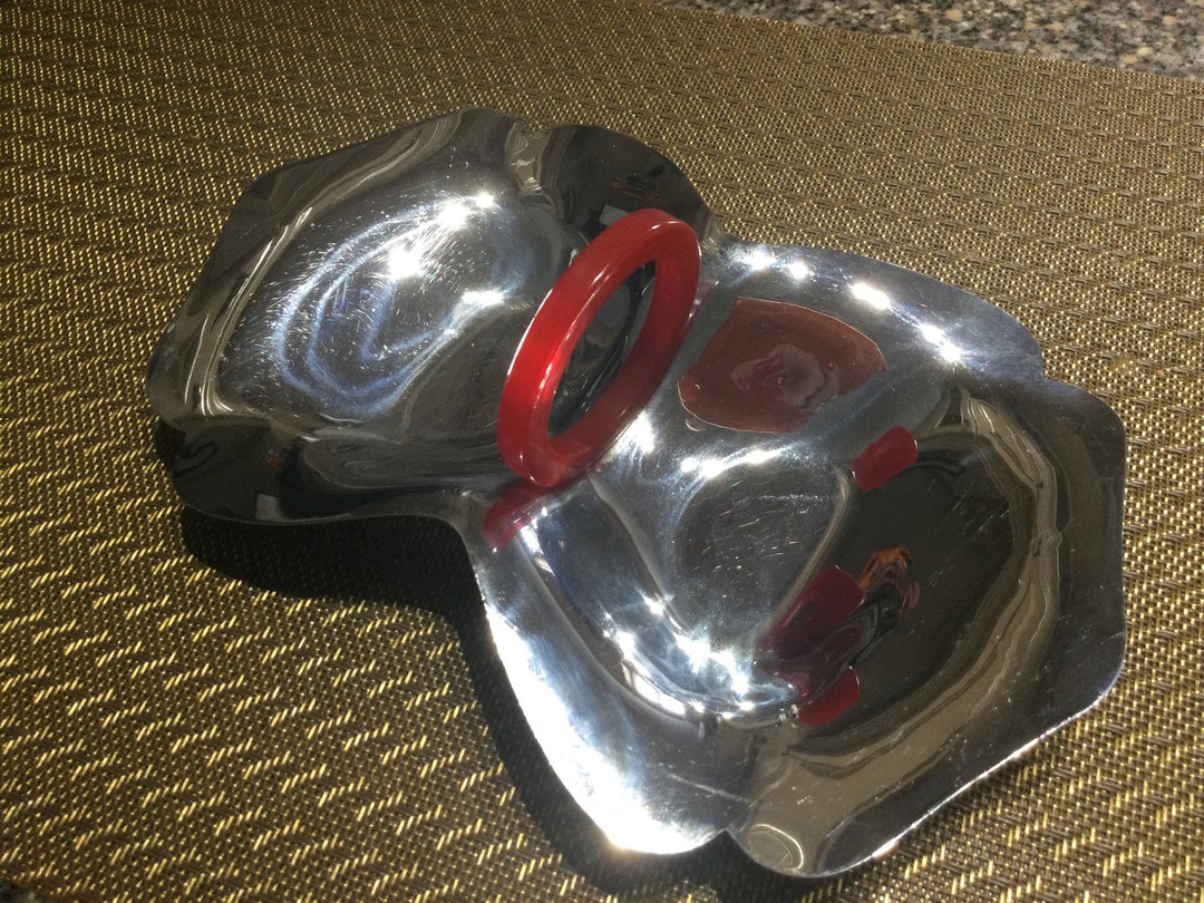 Chrome Red Bakelite Mid Century Serving Dish - Etsy