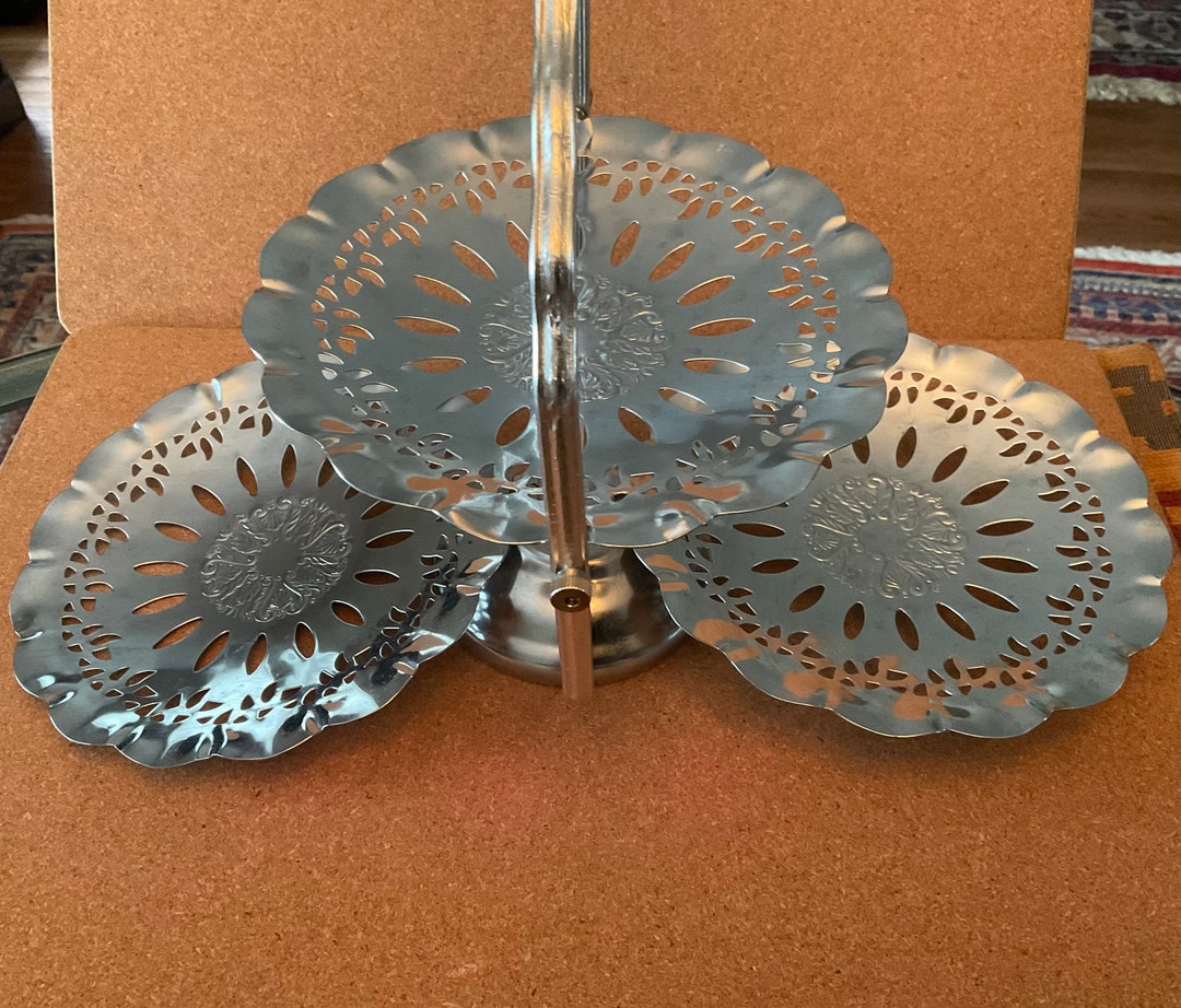 Retro Chrome Folding Cake Stand - Etsy