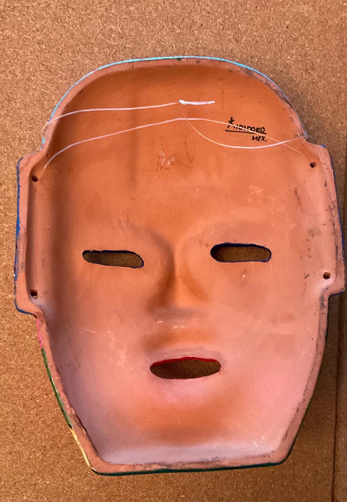 Hand Painted Mexican Signed Face Mask. Terracotta 7 by 8 1/2 Inches - Etsy
