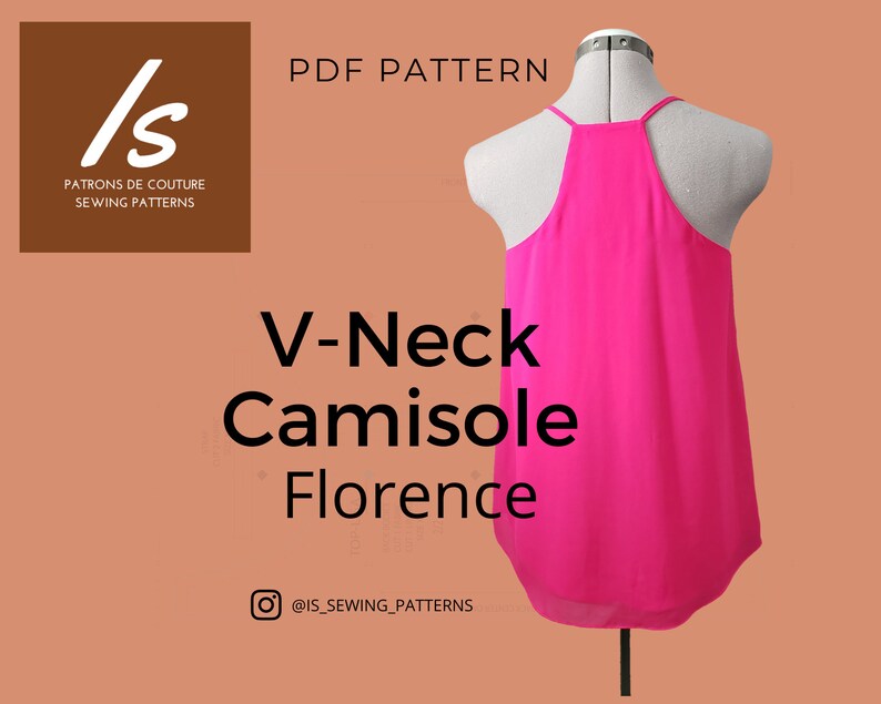 Camisole à Col-v Patron De Couture Digital PDF Sizes XS-L Téléchargement Instantané Classique ...