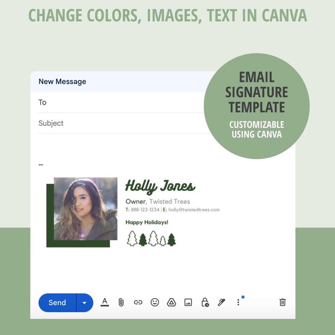 Festive Holiday Email Signature Template | Editable Canva Download for ...
