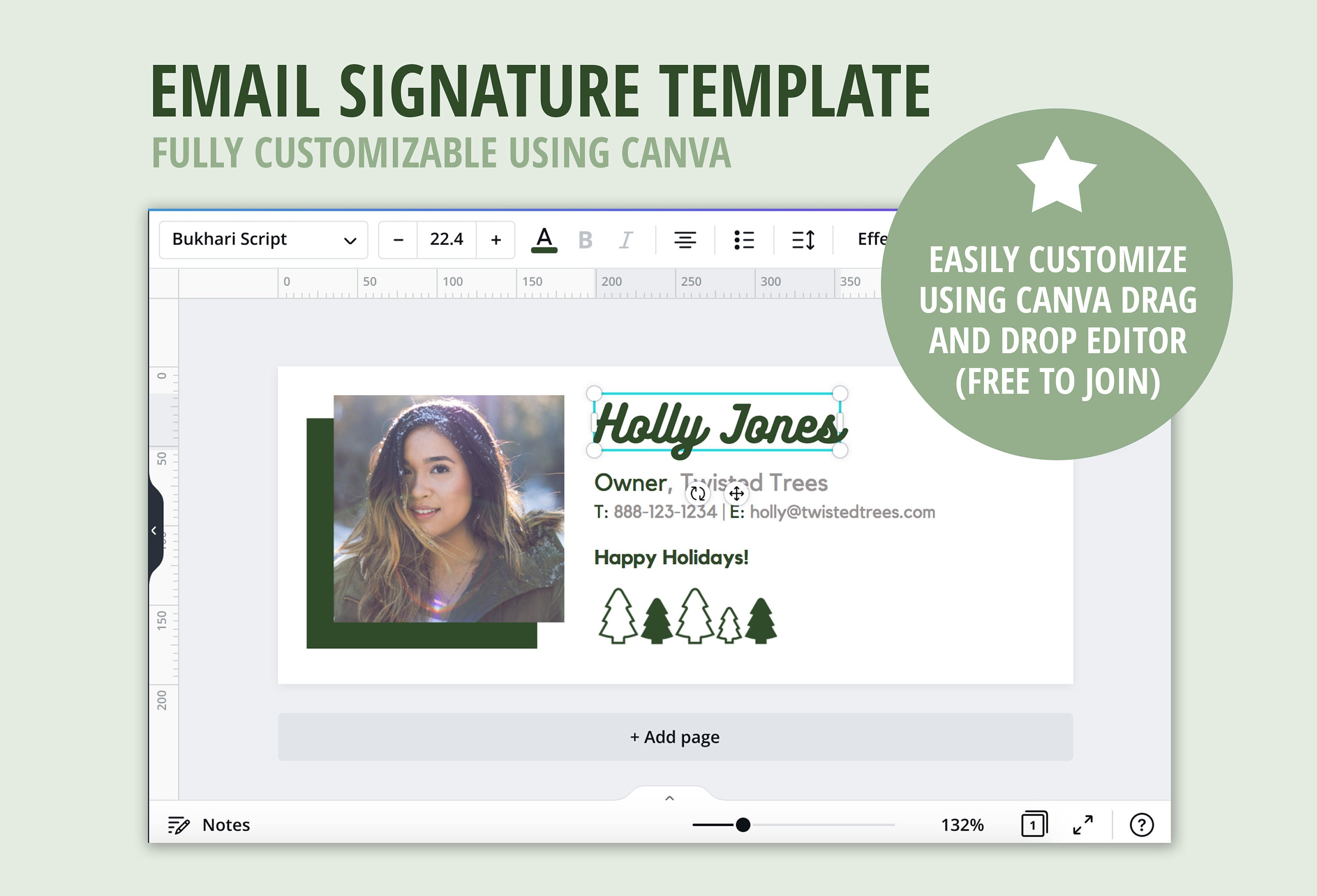 Fully Customizable Holiday Festive Email Signature Template for Small ...