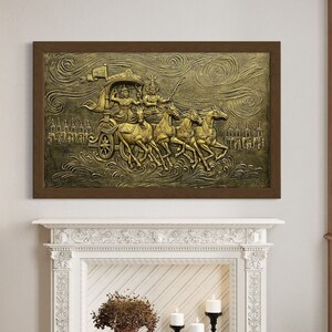 3X5 Feet Krishna Arjuna Rath Mahabharat 3D Relief Mural Wall Art - 3D ...