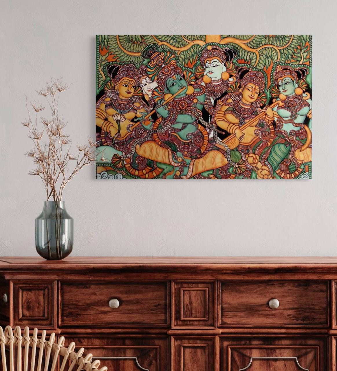 INDIAN KERALA MURAL Wall Painting Unique Wall Decor for - Etsy