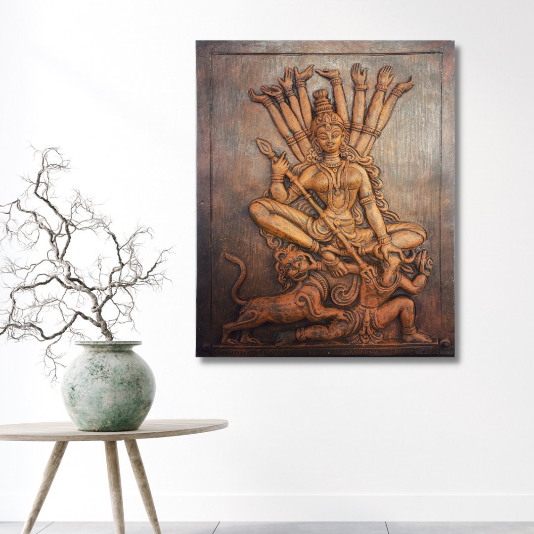 Indian Goddess Durga 3D Wall Art Sculpture Durga Home Decor - Etsy