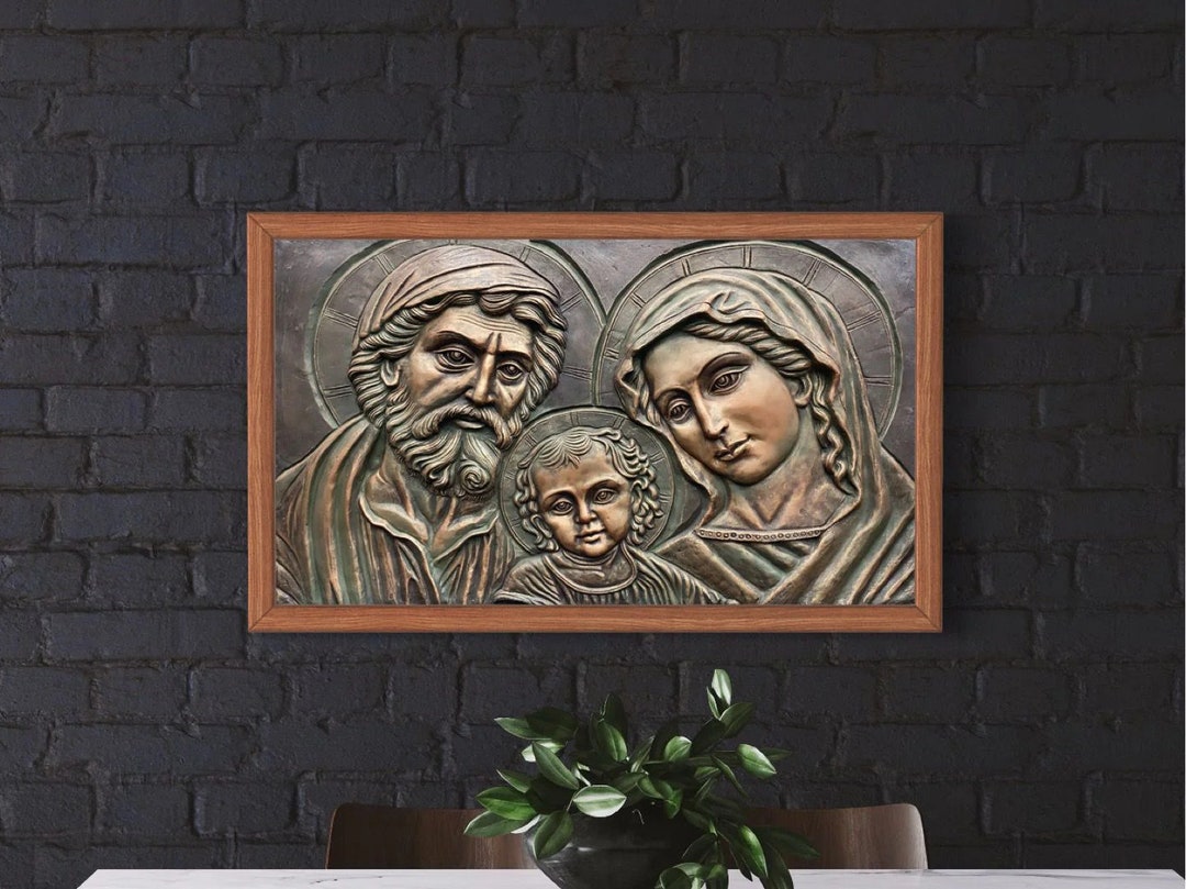 HOLY FAMILY 3D WALL Art - Jesus Christ Painting - Christian Wall Decor ...