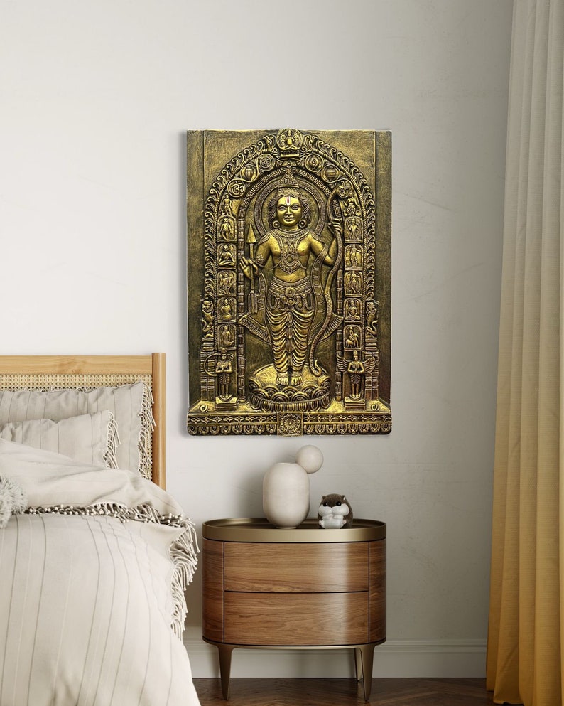 RAM LALLA 3D Relief Mural Wall Art Lord Ram Wall Decor Hindu Religious ...