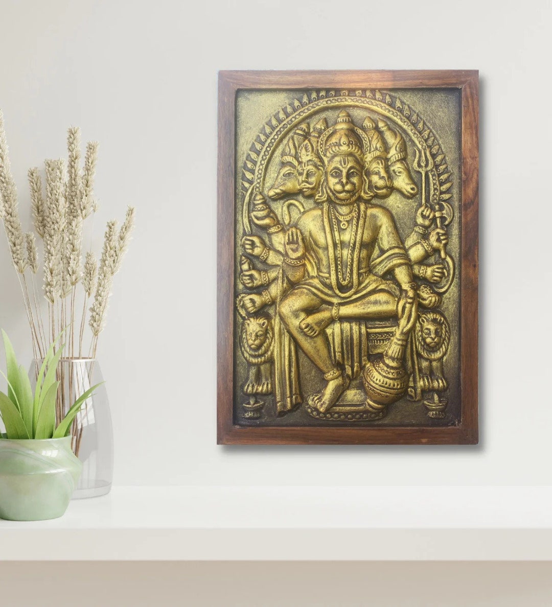 Handmade Panchmukhi Hanuman Wall Art – Hindu God Resin Mural - Etsy
