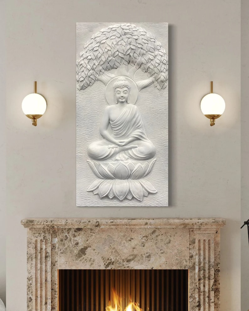 4 Feet Buddha 3D Relief Mural Wall Art Gautam Buddha Wall Decor ...