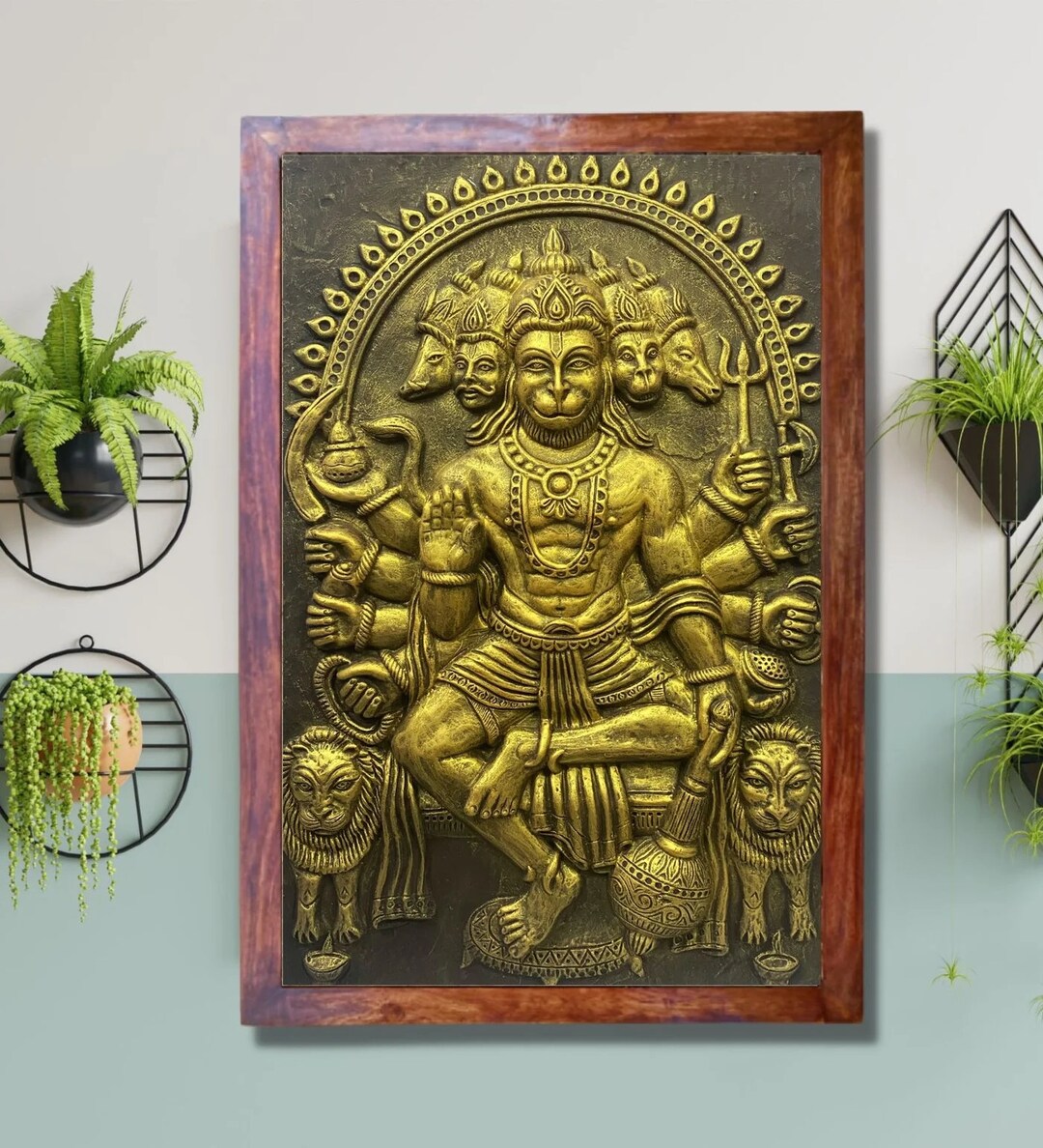PANCHMUKHI HANUMAN 3D Relief Mural WALL Art - Bajrang Bali Wall Decor ...