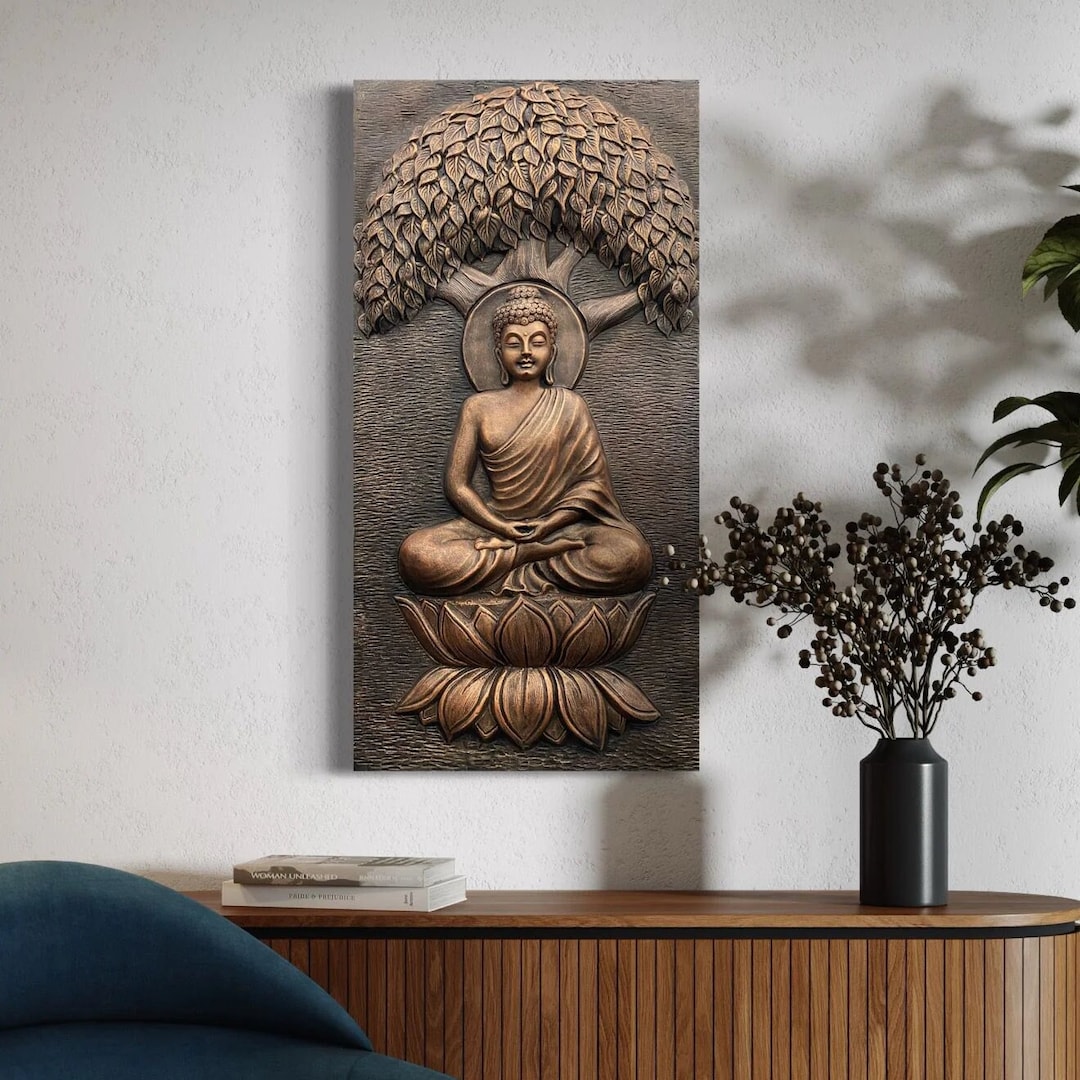 4 Feet Buddha 3D Relief Mural Wall Art - Gautam Buddha Wall Decor ...