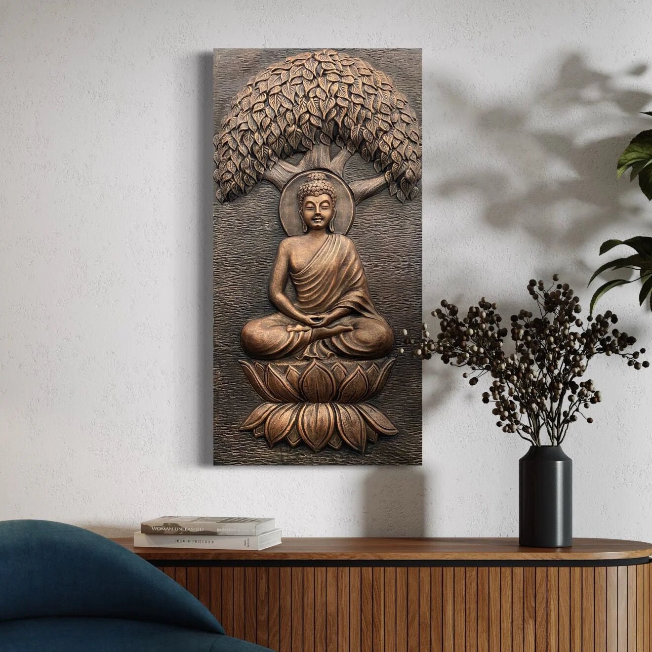 4 Feet Buddha 3D Relief Mural Wall Art - Gautam Buddha Wall Decor ...