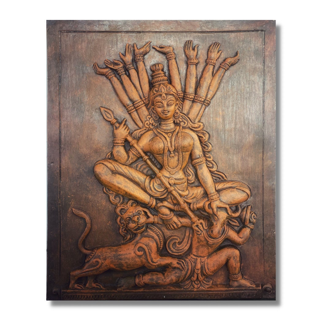 Indian Goddess Durga 3D Wall Art Sculpture Durga Home Decor - Etsy