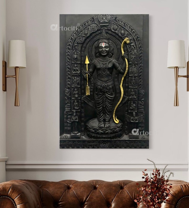 RAM LALLA 3D Relief Mural Wall Art Lord Ram Wall Decor Hindu Religious ...