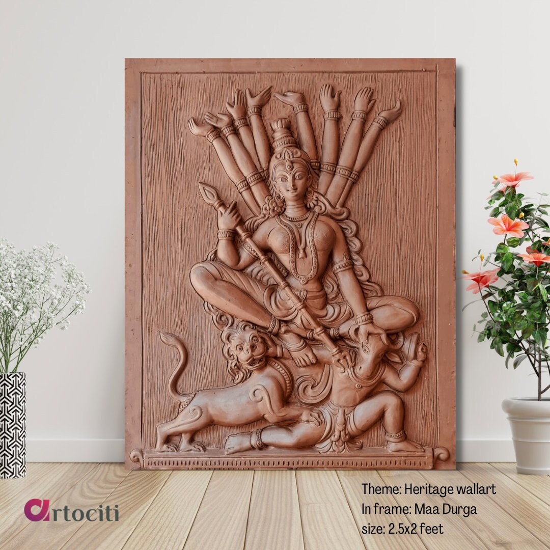 Indian Goddess Durga 3D Wall Art Sculpture Durga Home Decor - Etsy