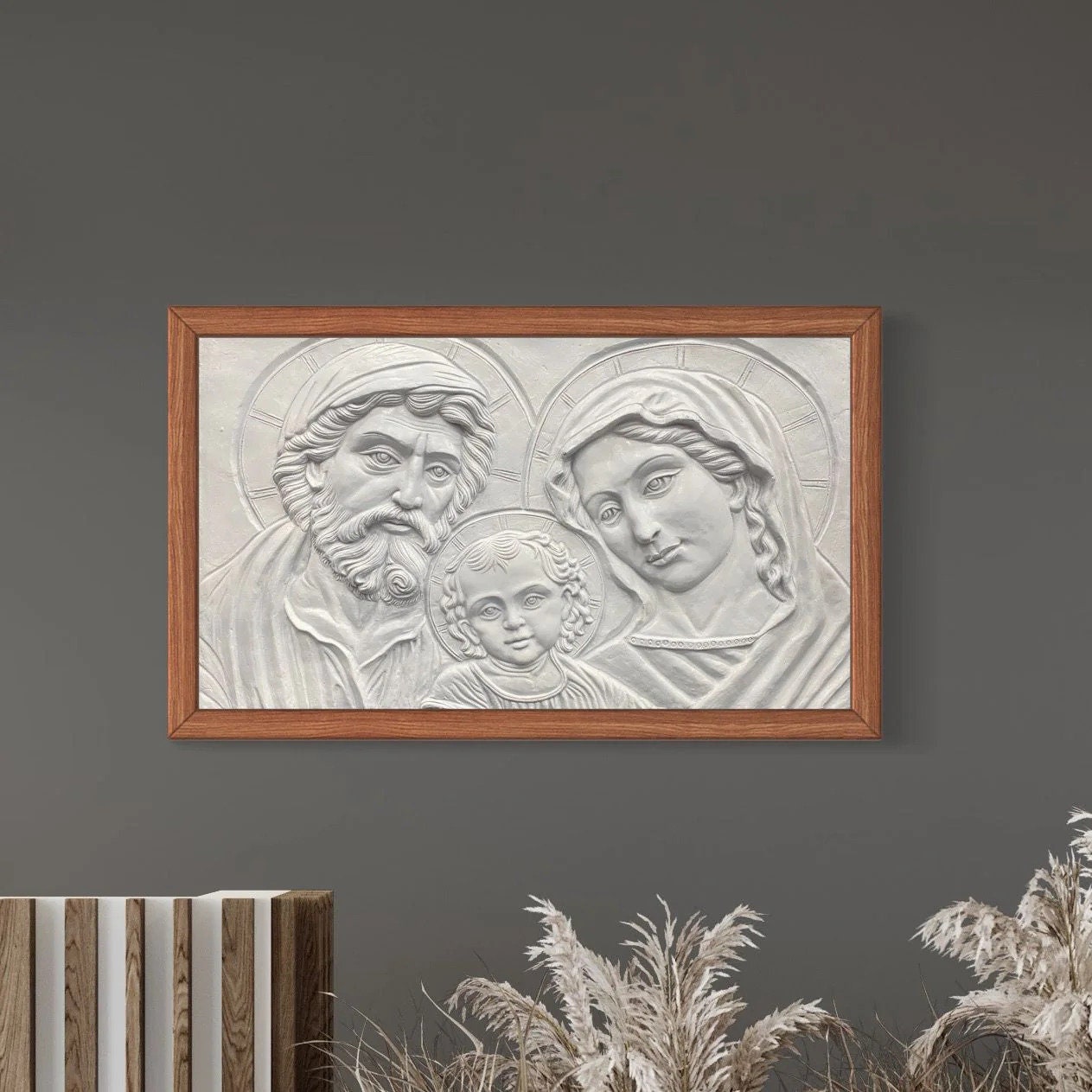 HOLY FAMILY 3D WALL Art Jesus Christ Painting Christian Wall Decor ...