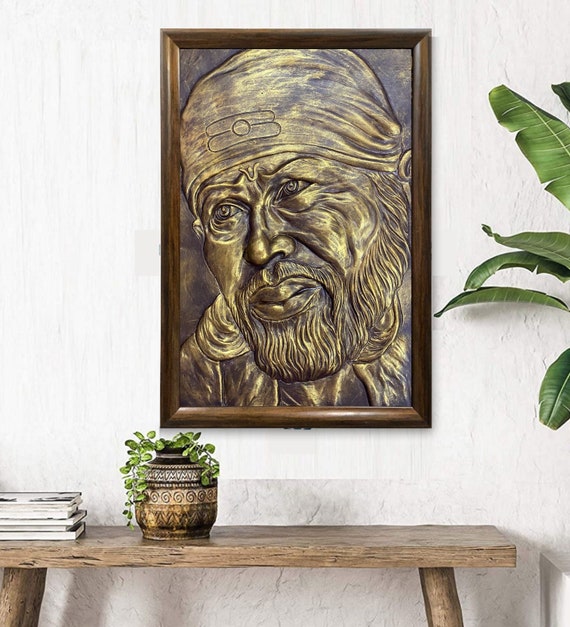 SHIRDI SAI BABA 3D Relief Mural Wall Art Sai Baba Wall Decor Religious Strength Sculpture Hindu Religious Idol Unique Wall Hanging Etsy