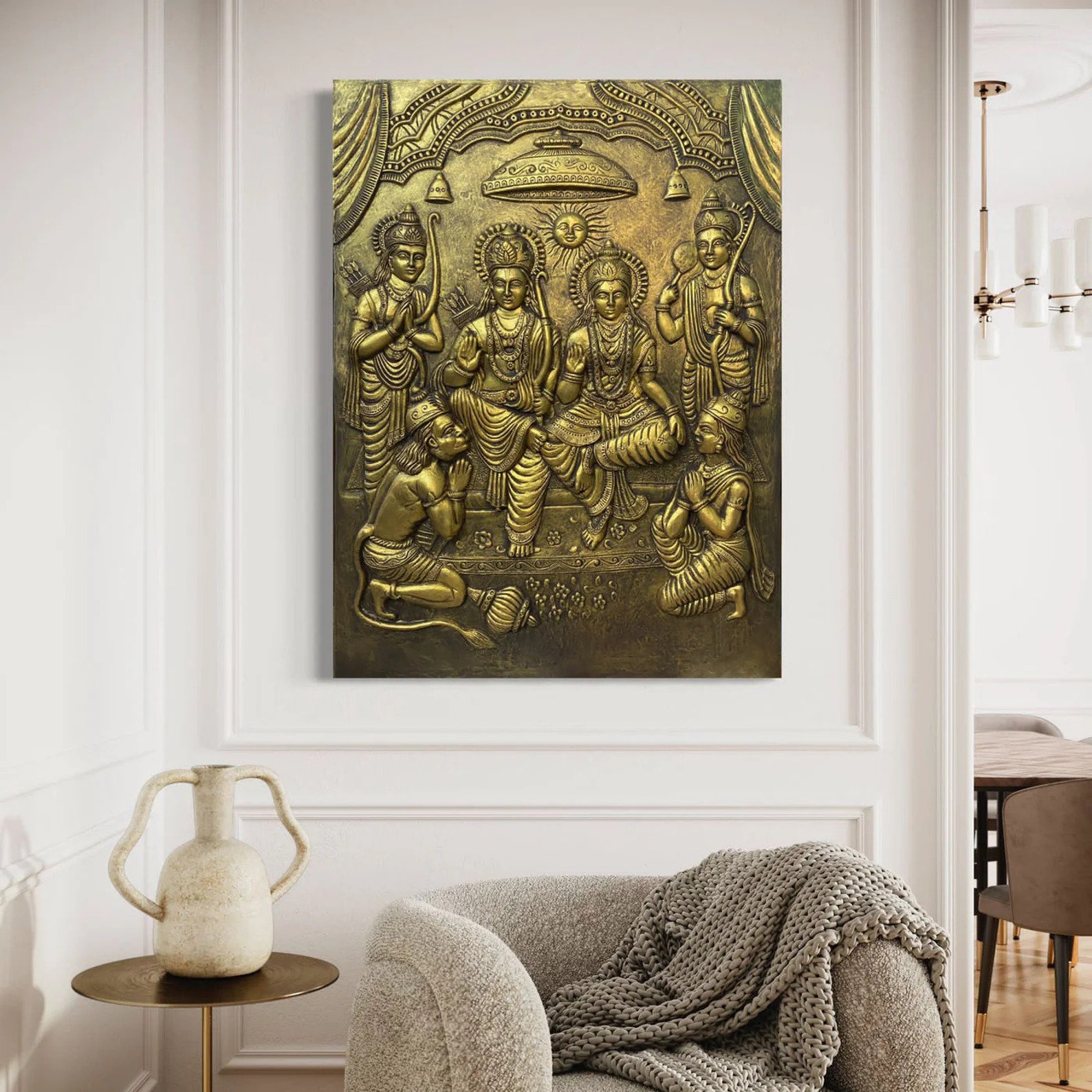 RAM DARBAR 3D Relief Mural Wall Art - Lord Ram Wall Decor - Hindu ...