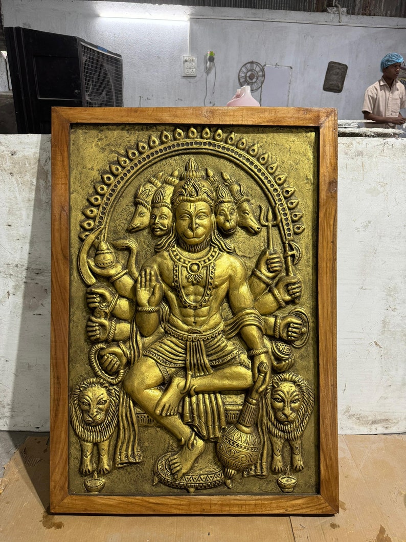 PANCHMUKHI HANUMAN 3D Relief Mural WALL Art - Bajrang Bali Wall Decor ...