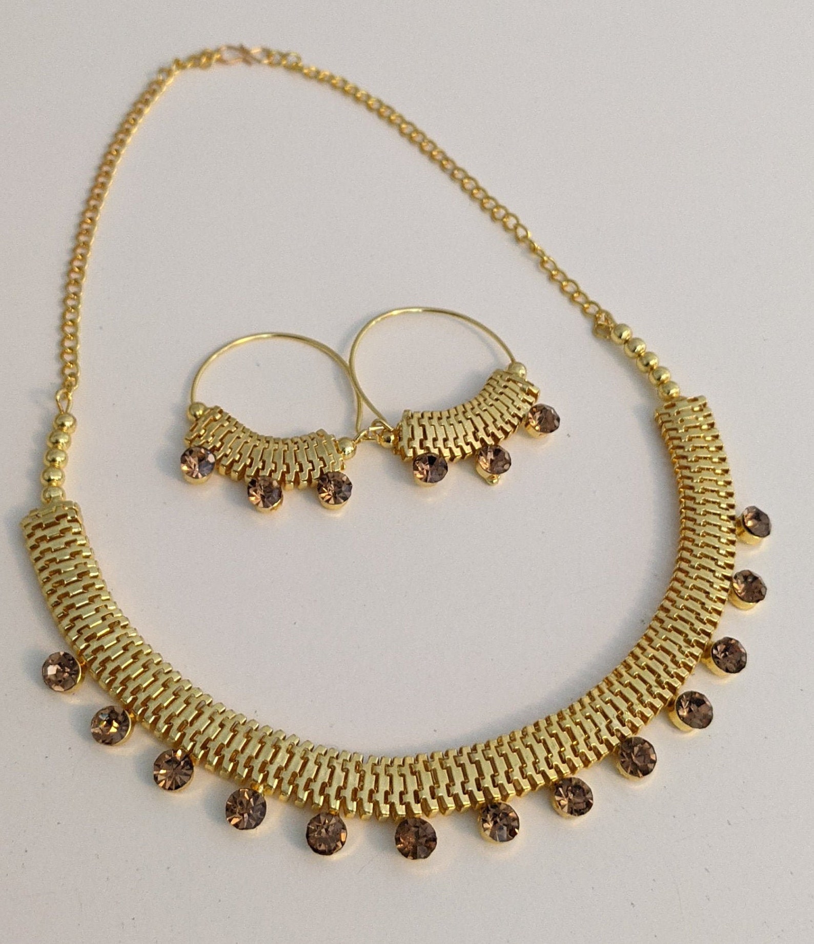 Gold Choker/ Light Weight/ Bright Gold Choker Set/ Brown - Etsy