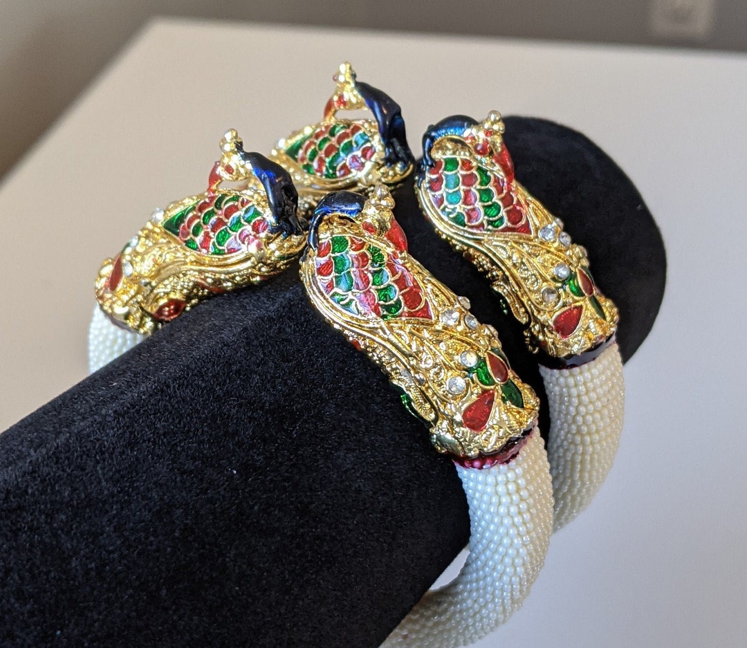 Traditional Indian/ Gold Plated Kada / Bangle Set/ Meenakari /american ...