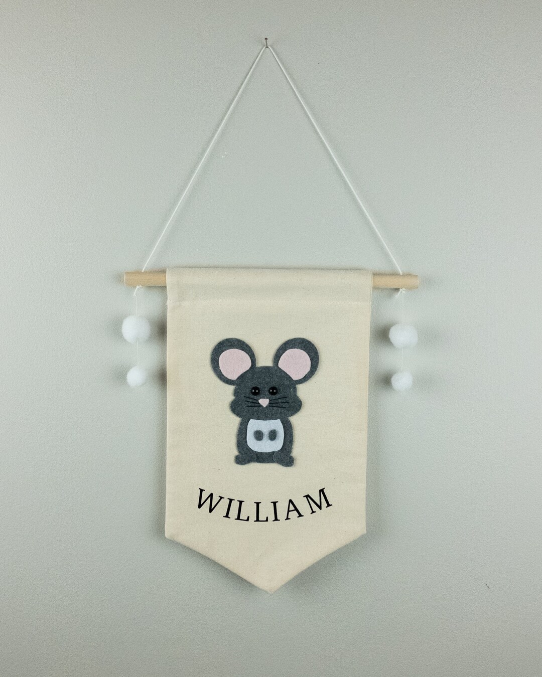 Personalised Felt Mouse Flag, Nursery Decor, New Baby Gift, Wall Banner ...
