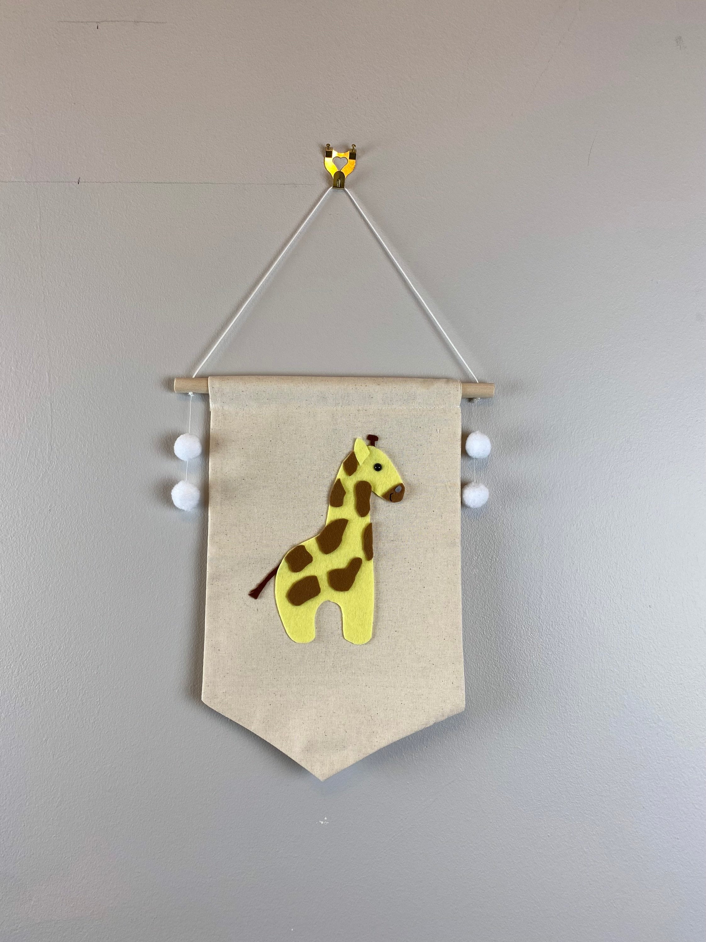 Personalised Felt Giraffe Flag, Nursery Decor, New Baby Gift, Wall ...