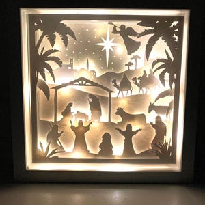 Lighted Bethlehem Nativity Shadow Box Lighted Christmas Story Shadow ...