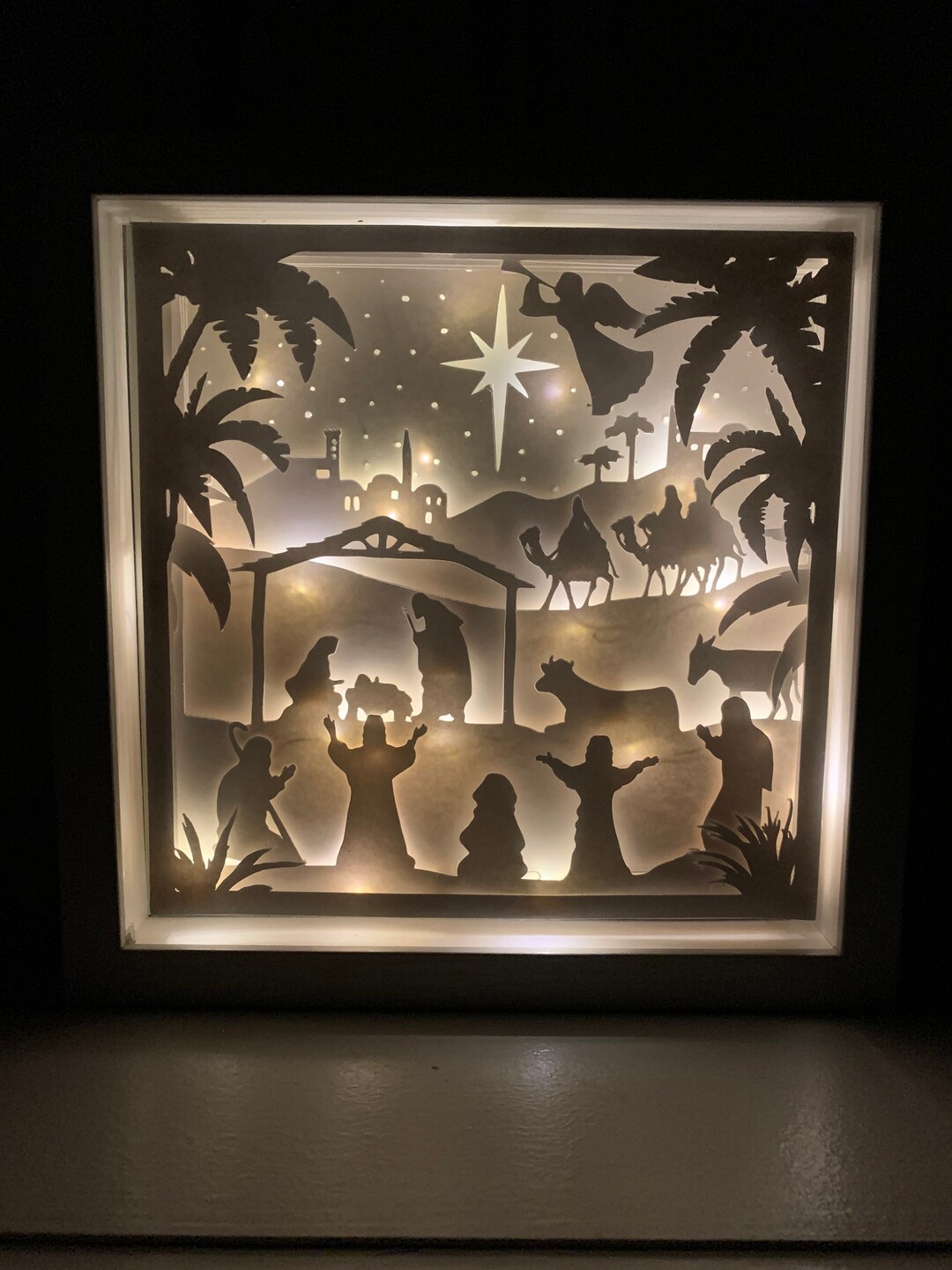 Lighted Bethlehem Nativity Shadow Box Lighted Christmas Story Shadow ...