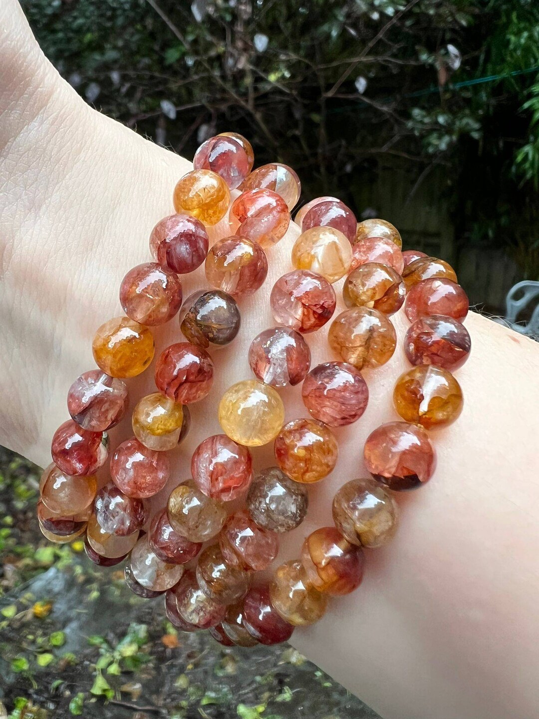Hematoid Quartz High Grade Crystal Beaded Bracelet 8mm - Etsy
