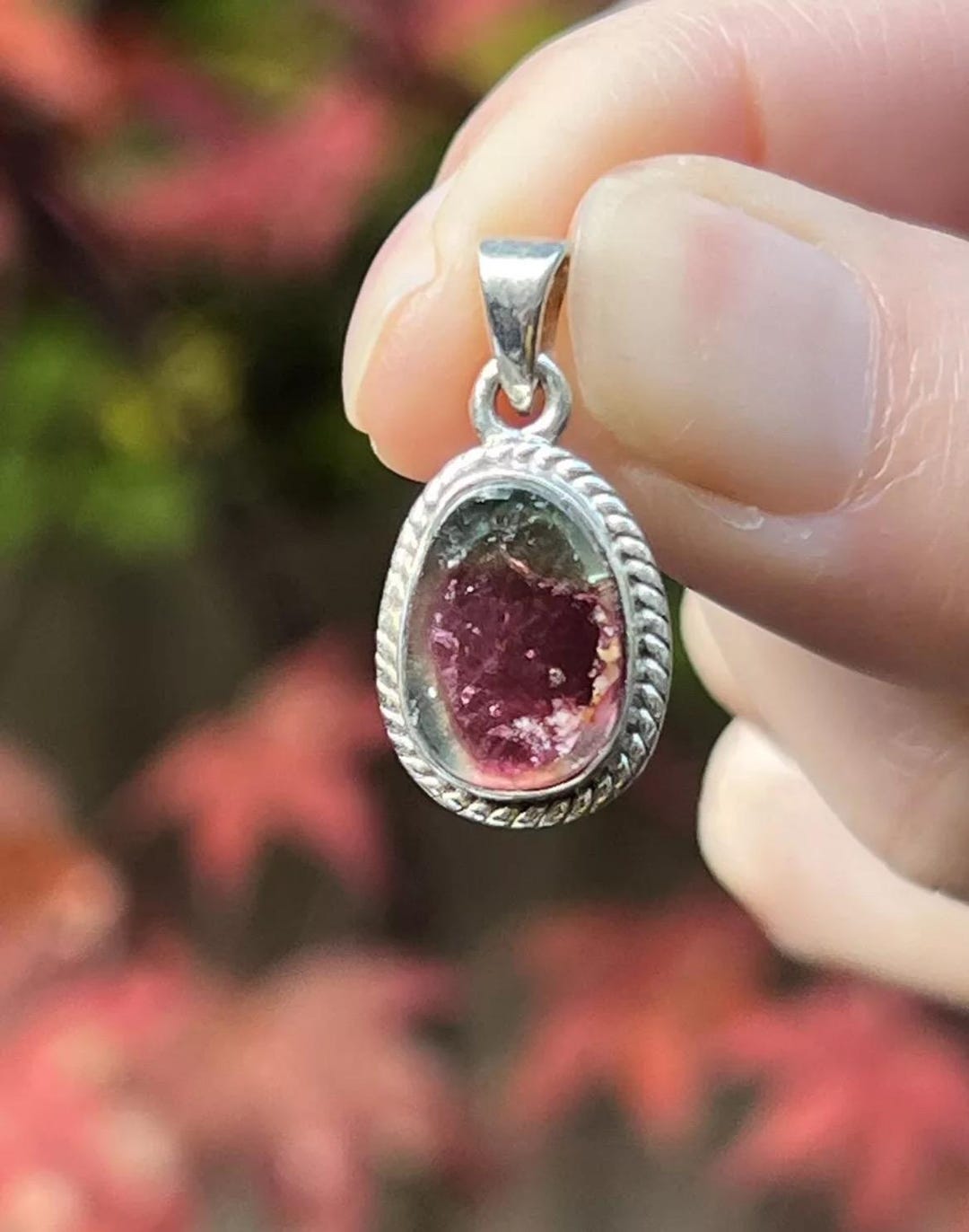 Watermelon Tourmaline Crystal Pendant 925 Silver AAA 2.06g - Etsy