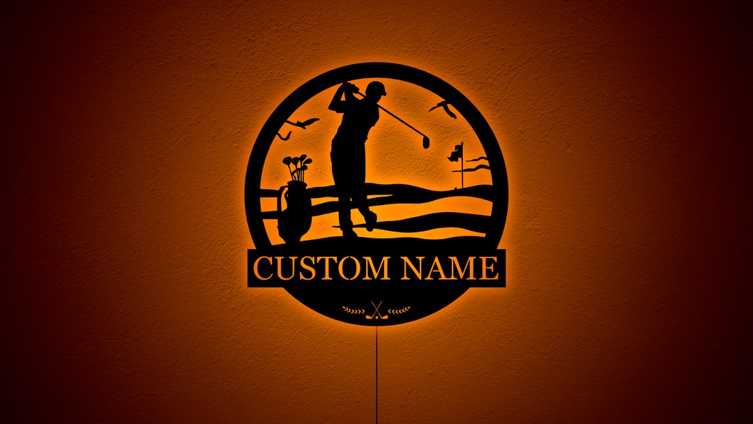Custom Men Golf Player Led Light, Personalized Golf Player Wall Sign ...