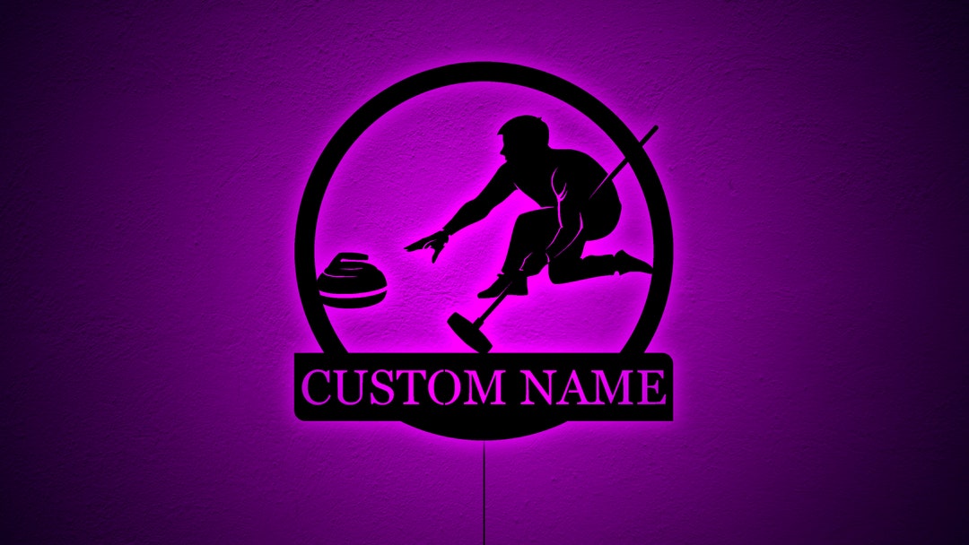 Custom Curling Sport Led Sign, Custom Curling Wall Art, Curling Player ...