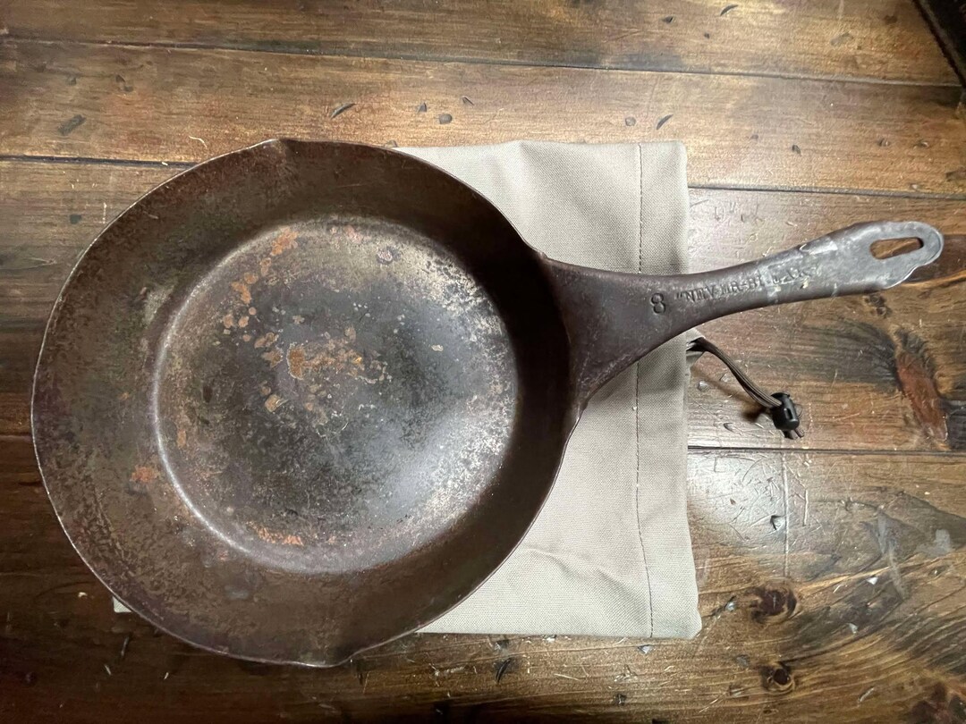 NEVER BREAK Cowboy Skillet With Canvas Bag, 12 Cold Handle Camp Skillet ...