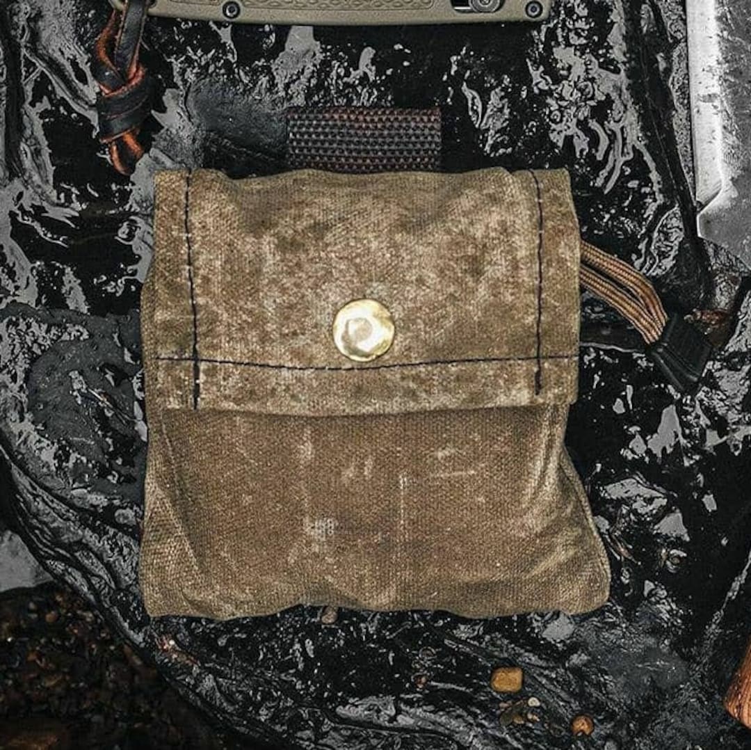 EDC Pouch, Waxed Canvas Compass Pouch, Vintage Camping Gear, Ax Puck ...