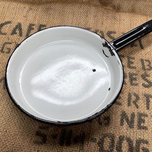 Enamel Cold Handle Skillet, Black and White Enamel, Vintage Camp ...