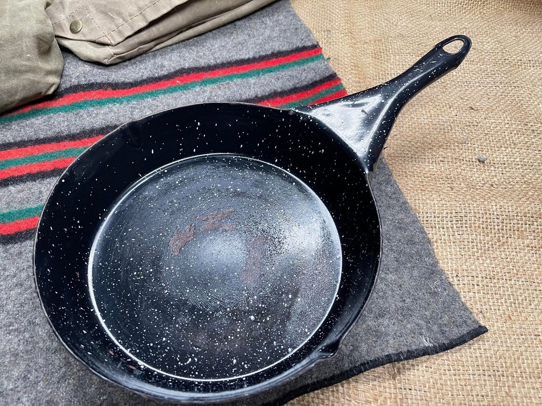 9 Granite Camp Skillet, Cold Handle Skillet, Cowboy Skillet, Bushcraft ...