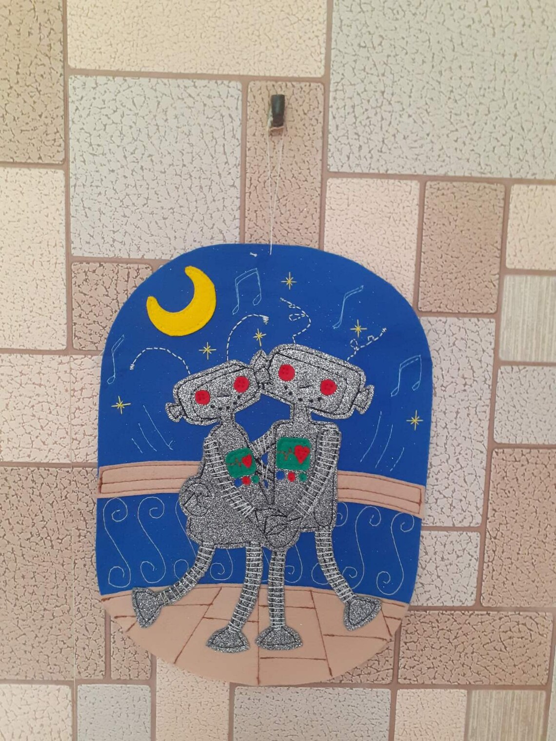 Robots, Love Robots, Fabric Decor, Wall Decor, Handmade, Robot, Love ...