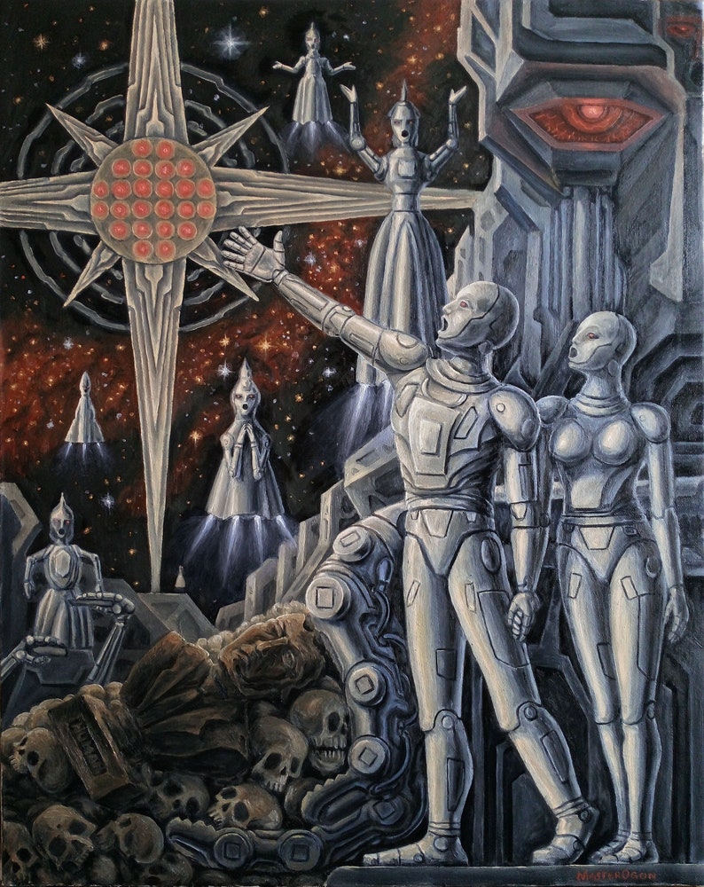 Transhumanism Cyberpunk Original Oil Painting Art Comission Sci Fi ...