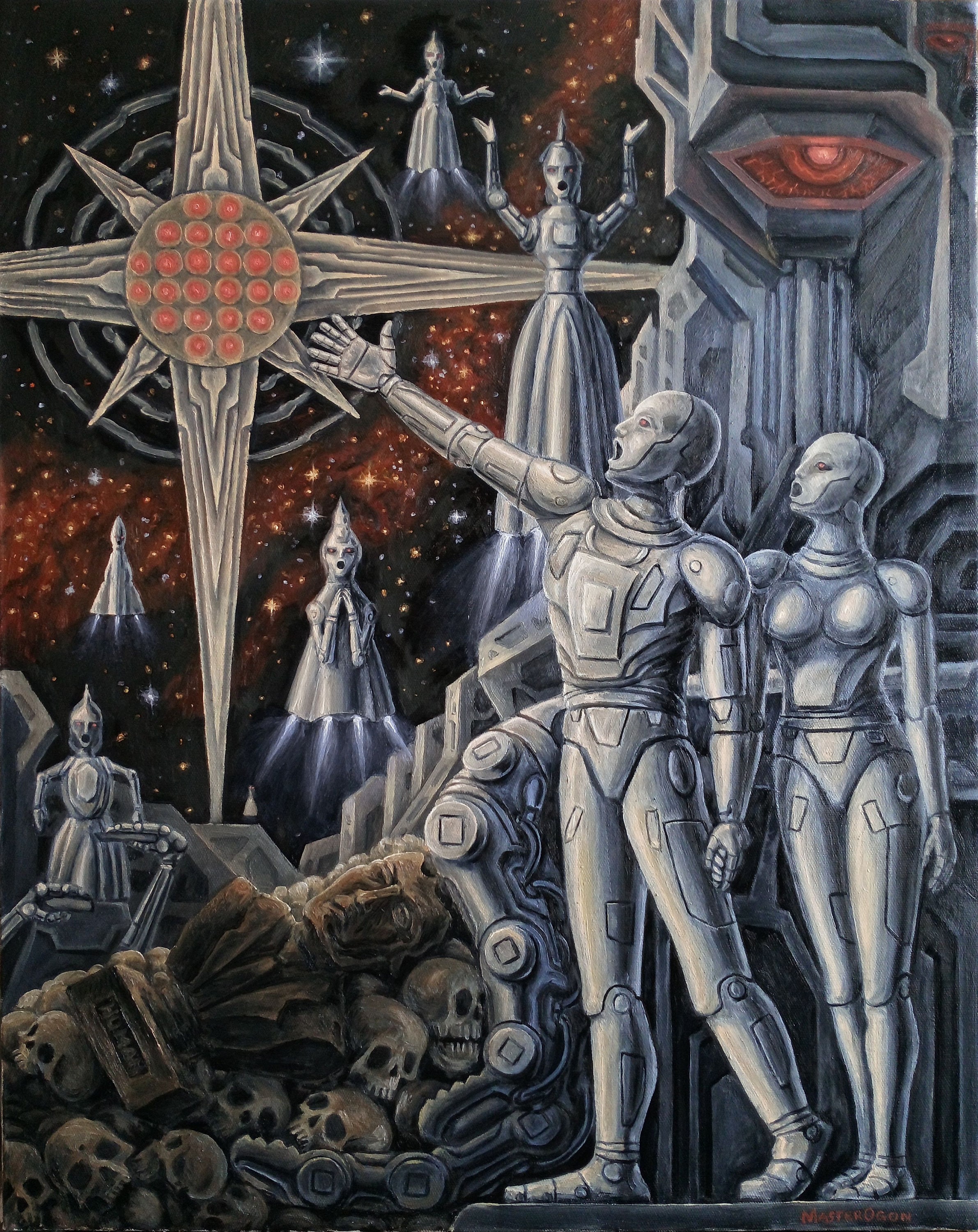 Transhumanism Cyberpunk Original Oil Painting Art Comission Sci Fi ...