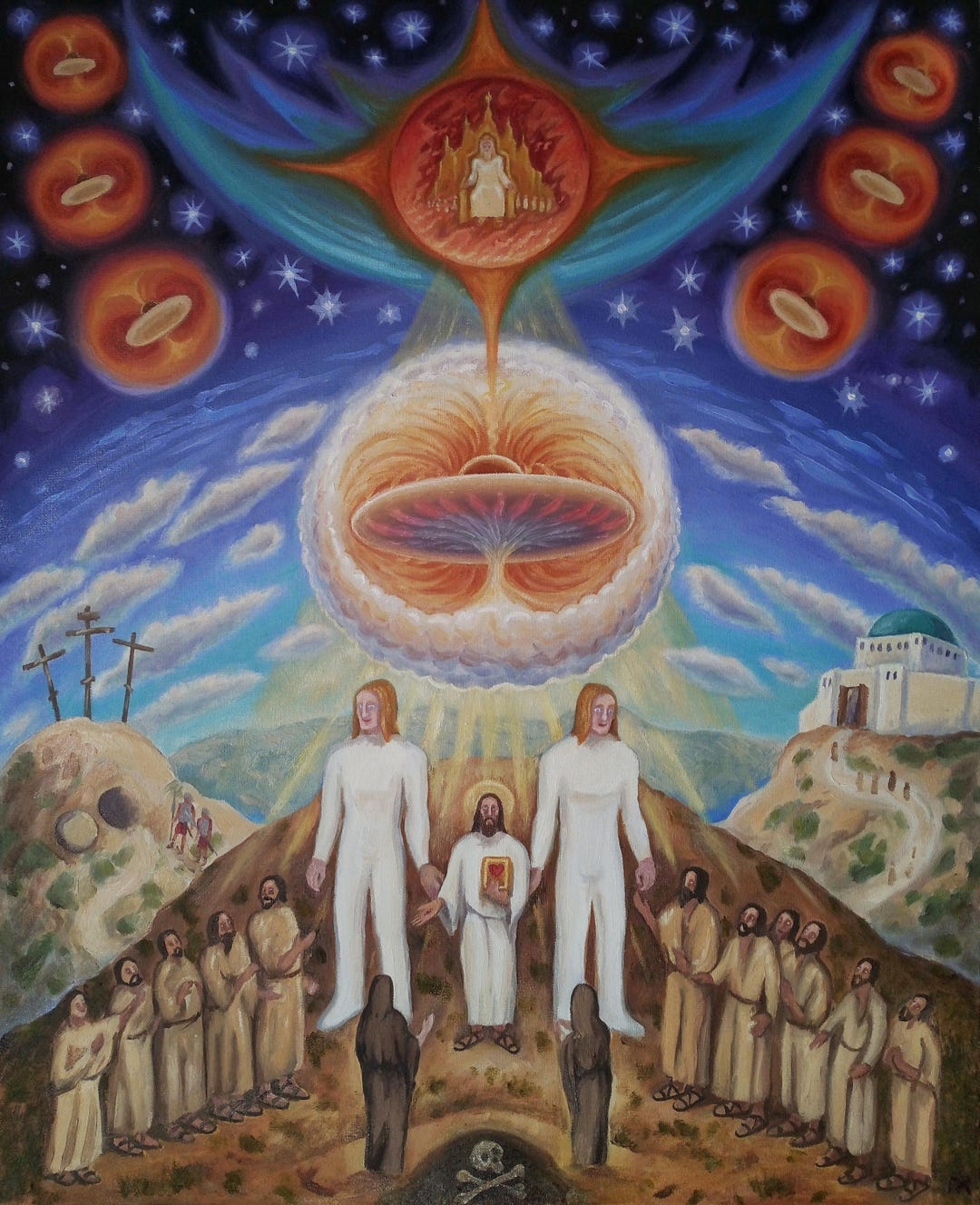 Ascension of Christ Original Oil Painting on Canvas Ancient Aliens Ufo ...