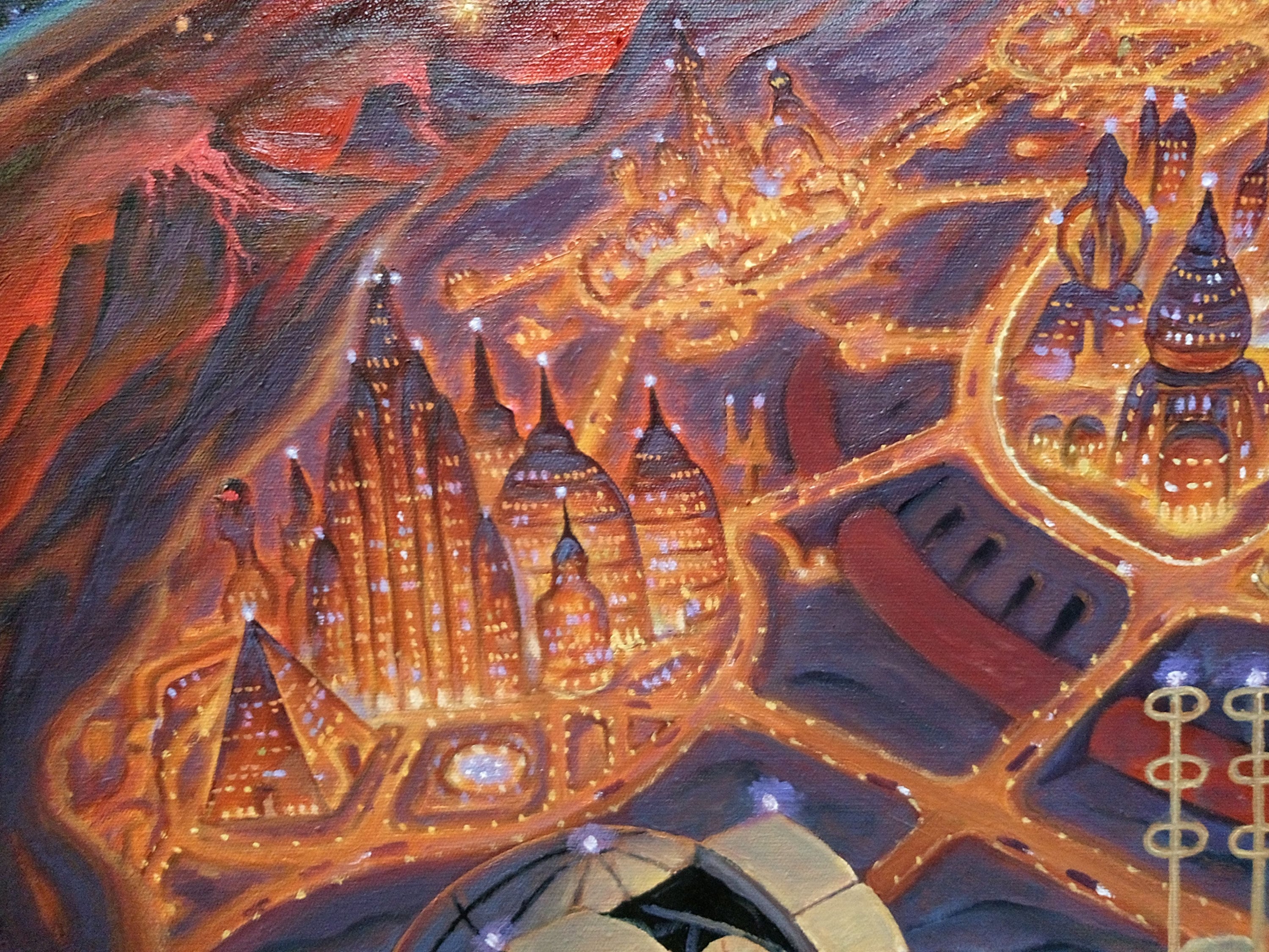 Kingdom of Space Original Large Oil Painting Sci Fi Space Art Ancient ...