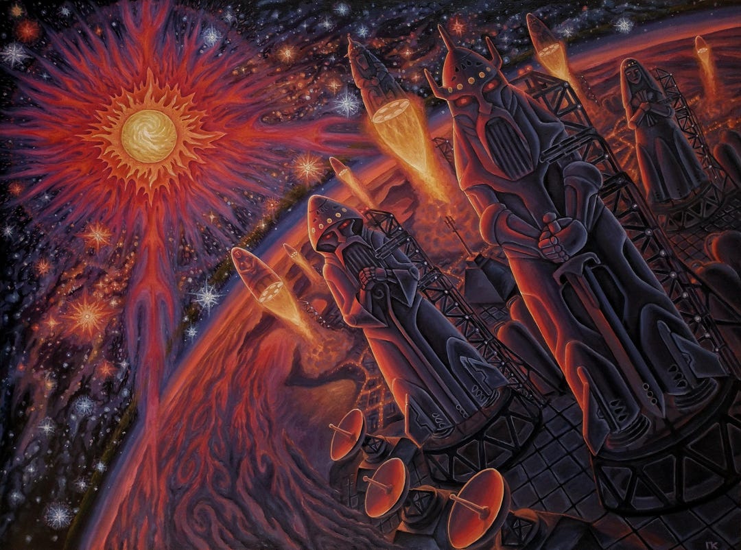 Birth of the Space Gods Original Oil Painting Sci Fi Space Art Surreal ...