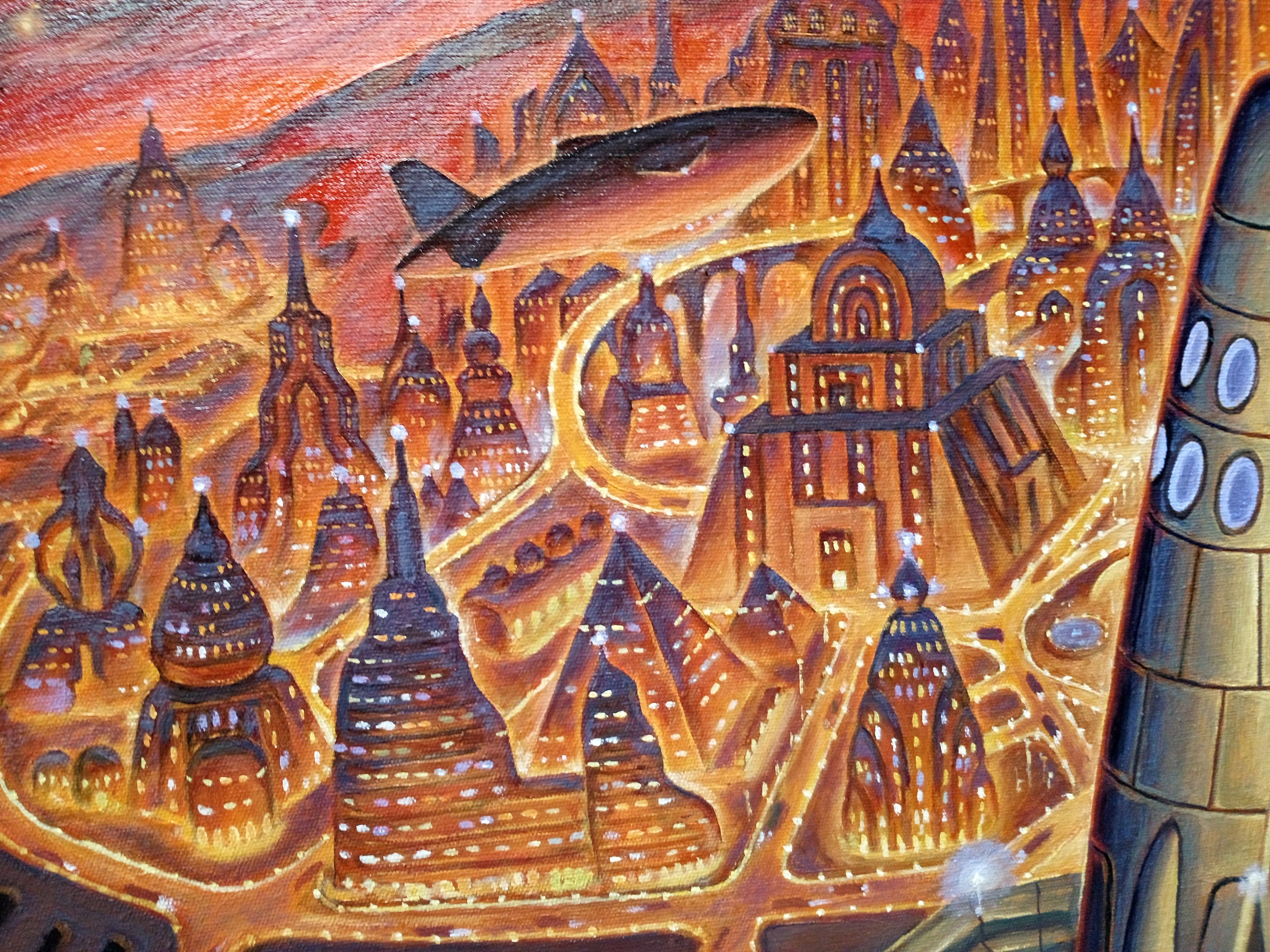 Kingdom of Space Original Large Oil Painting Sci Fi Space Art Ancient ...