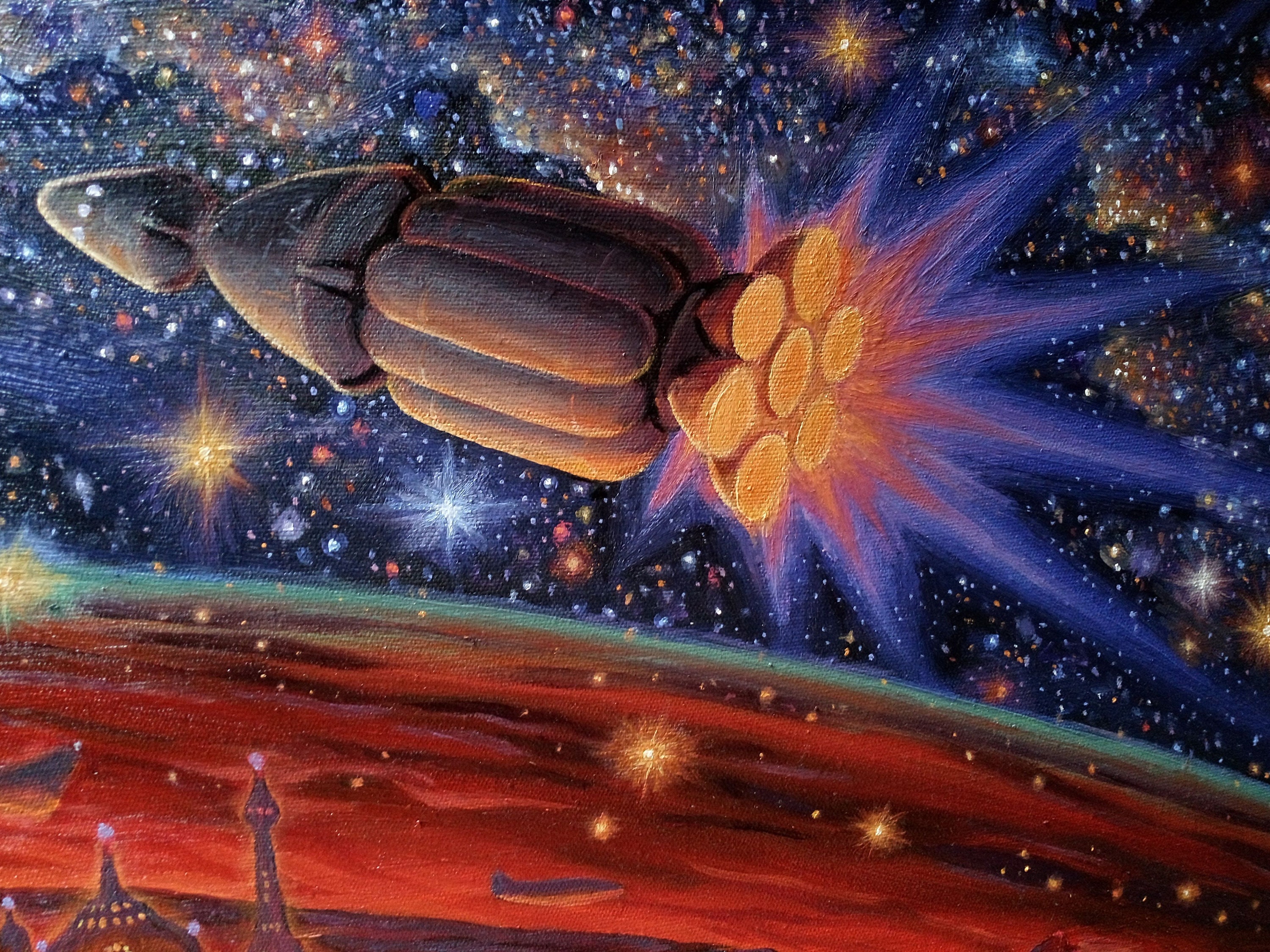 Kingdom of Space Original Large Oil Painting Sci Fi Space Art Ancient ...