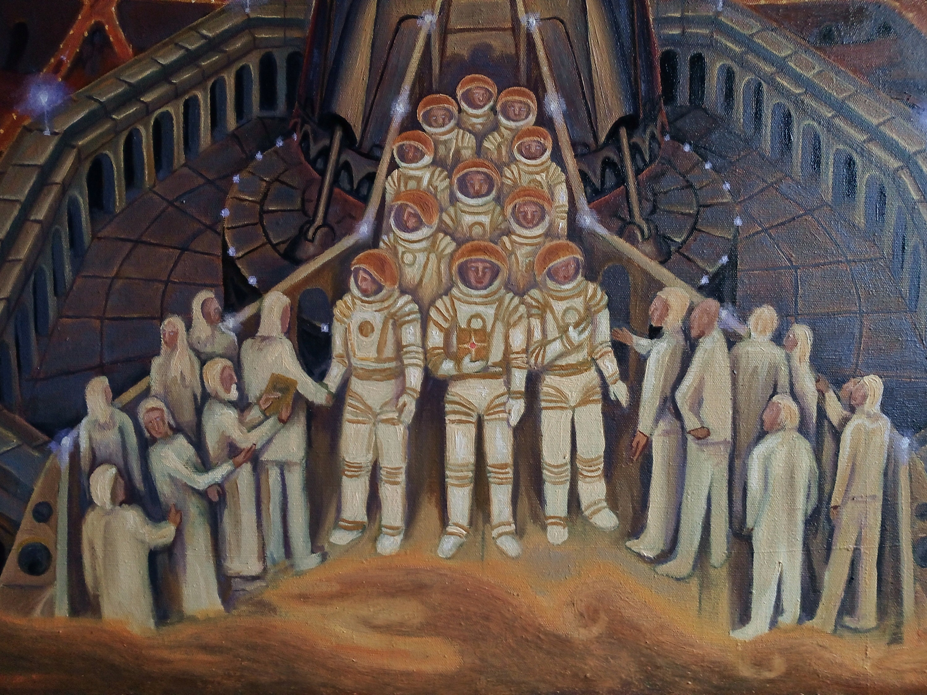 Kingdom of Space Original Large Oil Painting Sci Fi Space Art Ancient ...