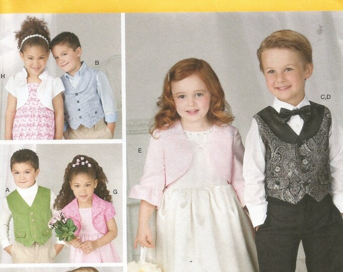 1509 Simplicity Sewing Pattern UNCUT Boys Vest Tie Girls Bolero Size 3 ...