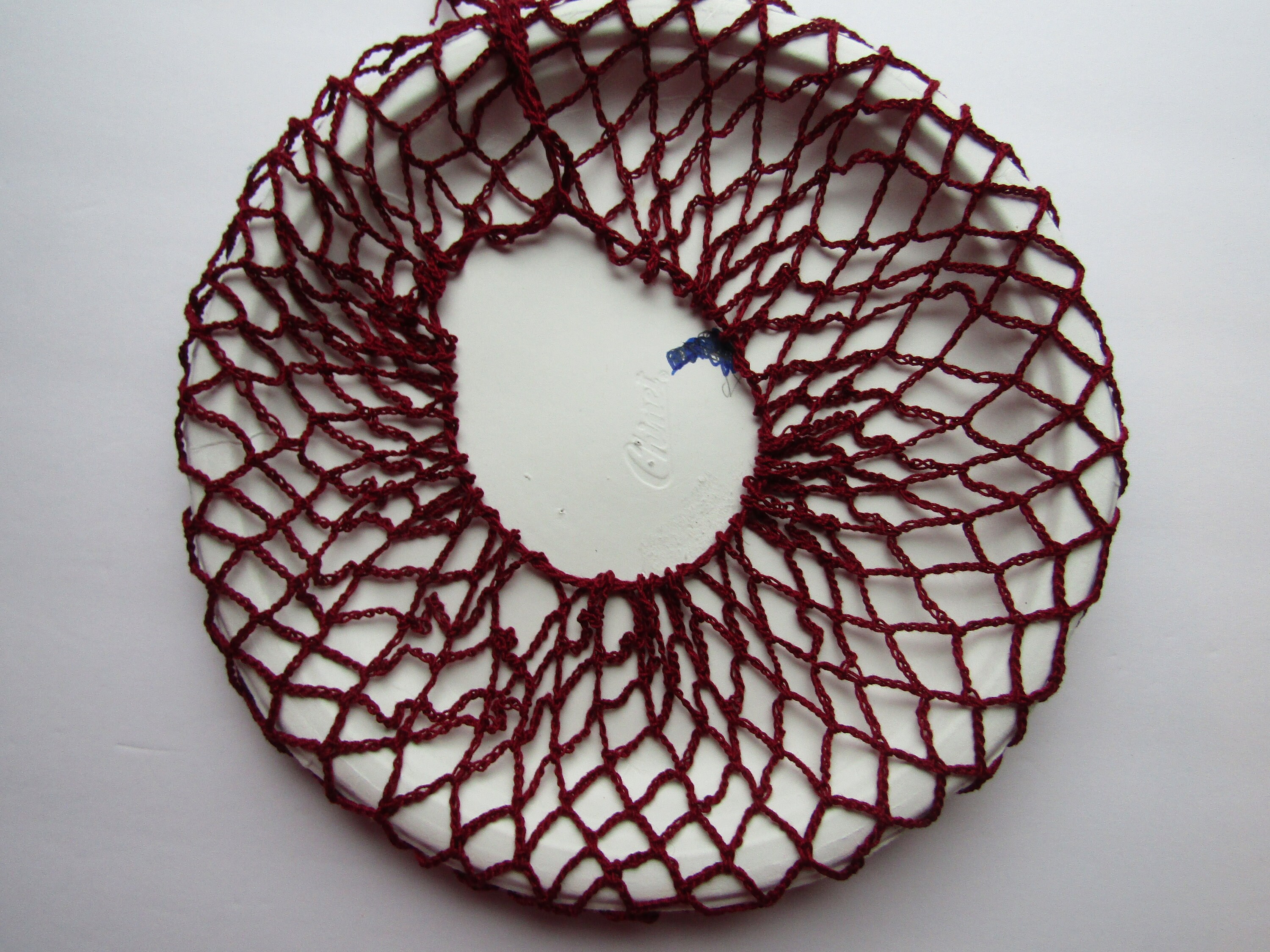 Crochet Hair Net Dark Red Thread Victorian Civil War Renaissance Hand ...