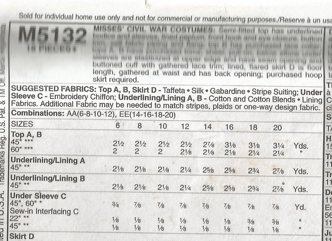 5132 Mccalls Sewing Pattern UNCUT Civil War Era Day Dress Includes Top ...